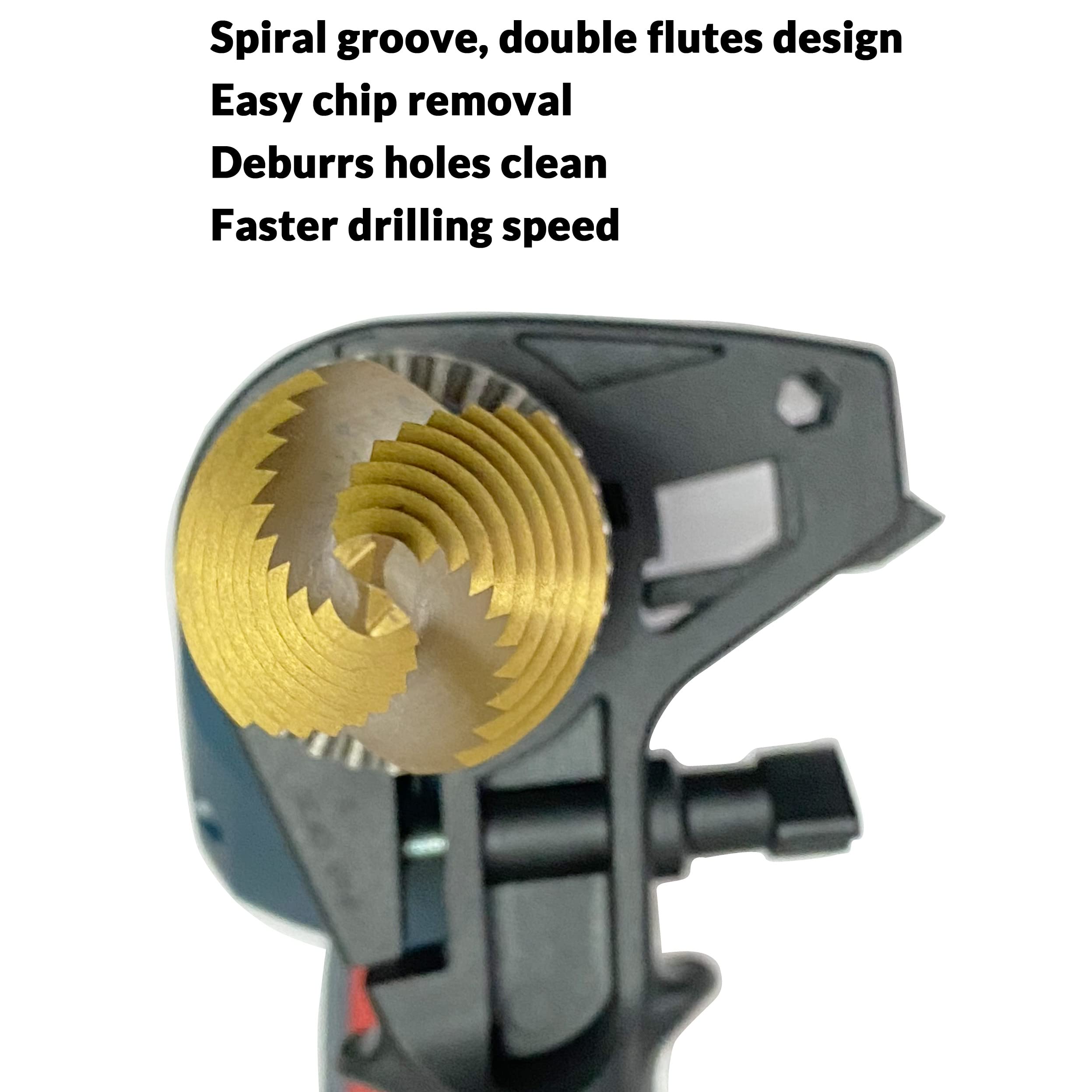 NordWolf HSS Titanium Step Drill Bit, Spiral Groove Double Flute Multiple Hole Unibit for Sheet Metal, 10 SAE Step Sizes 1/4" to 1-3/8"