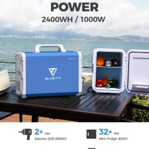 BLUETTI EB240 Portable Power Station 2400Wh/1000W Solar Generator, W/ 2 AC Outlets Emergency Battery Backup for Outdoor Camping RV Home Use