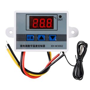 2Pcs W3002 Digital Temperature Controller 12V LED Thermostat Thermoregulator Heat Cool Temperature Thermostat Control Switch Probe with Waterproof Sensor XH-W3002 Meter Fridge Water Heating Cooling