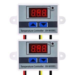 2pcs digital led temperature controller module 220v digital thermostat switch electronic thermostat with waterproof probe programmable heating cooling xh-w3001