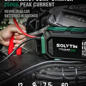 SOLVTIN 224Wh Portable Power Station with 2500A Jump Starter, Lithium Battery Backup with 120W AC Outlet, PD100W USB-C Bilateral Port, LED Light, Power Bank for Camping Home Office (Traveler 240)