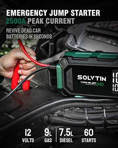 SOLVTIN 224Wh Portable Power Station with 2500A Jump Starter, Lithium Battery Backup with 120W AC Outlet, PD100W USB-C Bilateral Port, LED Light, Power Bank for Camping Home Office (Traveler 240)