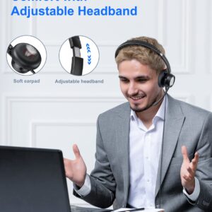 New bee USB Headset with Microphone for PC Computer Headset, Single Ear Headset Noise Cancelling Mic, Call Center Wired Headset with 3.5mm/USB/Type C for Skype Zoom Tablet Laptop (Black)