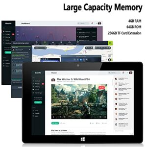 ZAOFEPU 10 Inch Tablet Windows 10 Home, Tablet PC 4G&WiFi&Bluetooth RAM 4GB+ ROM 64GB, 2MP+5MP Dual Camera, 6000mAh Black Tablet Computer