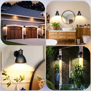 Brightever Outdoor Lights Wall Sconces Lantern, Farmhouse Wall Mount Porch Lights Fixtures, Industrial Patio Exterior Barn Light, Matte Black E26 Socket Lamp for Garage Doorway Bathroom(2 Packs)