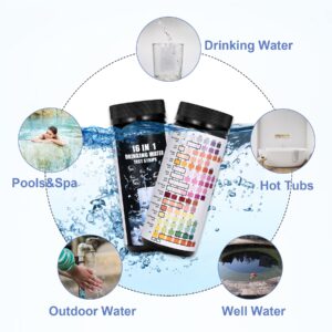 16 in 1 Tap Water Testing Kits for Drinking Water, 100ct Well Drinking Water Test Kit for Home, Fluoride Lead Hardness Test Kit with pH and More, Drinking Water Test Strips for Water Quality Test