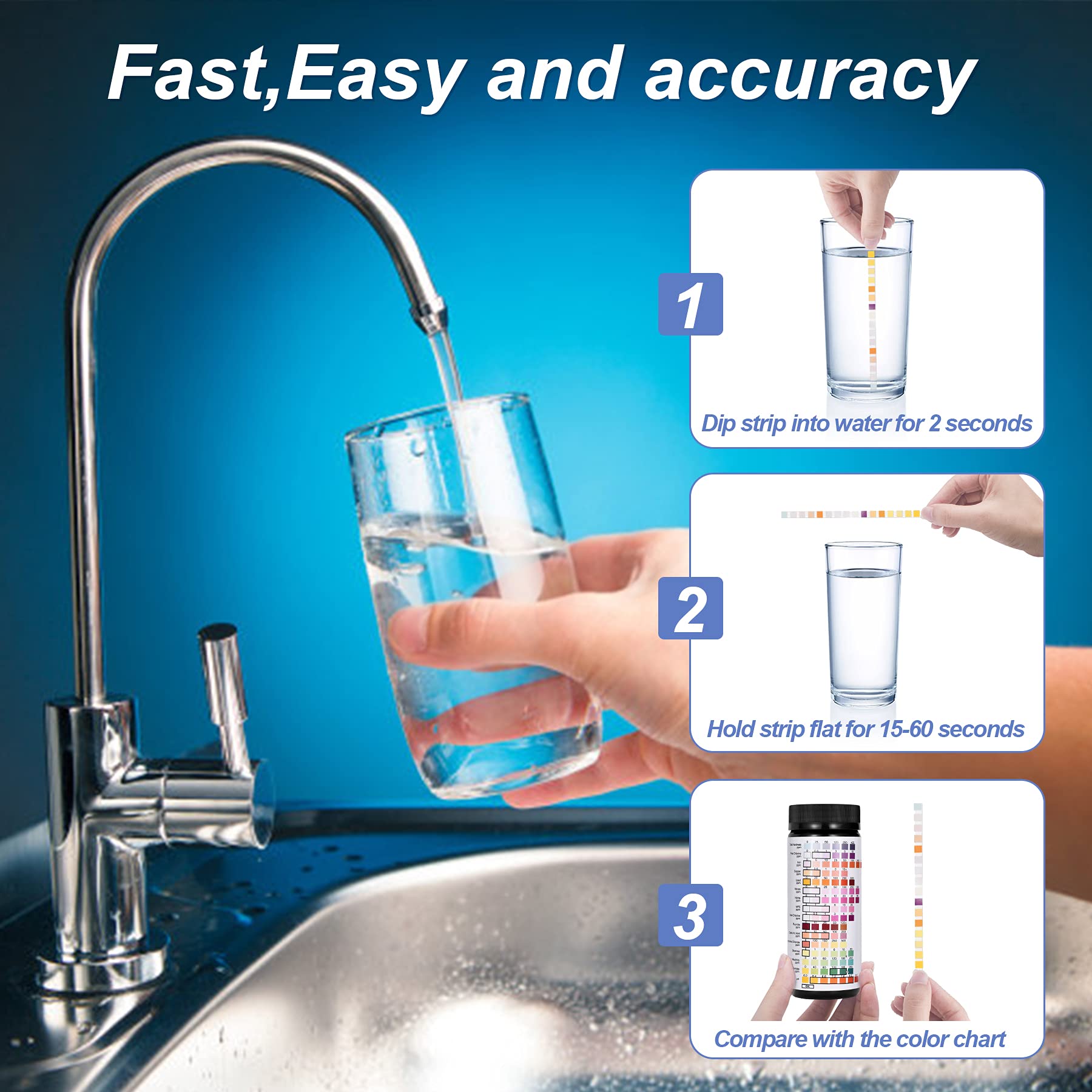 16 in 1 Tap Water Testing Kits for Drinking Water, 100ct Well Drinking Water Test Kit for Home, Fluoride Lead Hardness Test Kit with pH and More, Drinking Water Test Strips for Water Quality Test