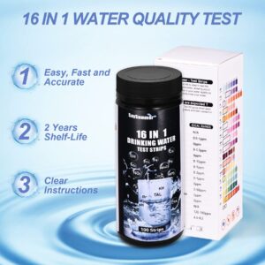 16 in 1 Tap Water Testing Kits for Drinking Water, 100ct Well Drinking Water Test Kit for Home, Fluoride Lead Hardness Test Kit with pH and More, Drinking Water Test Strips for Water Quality Test