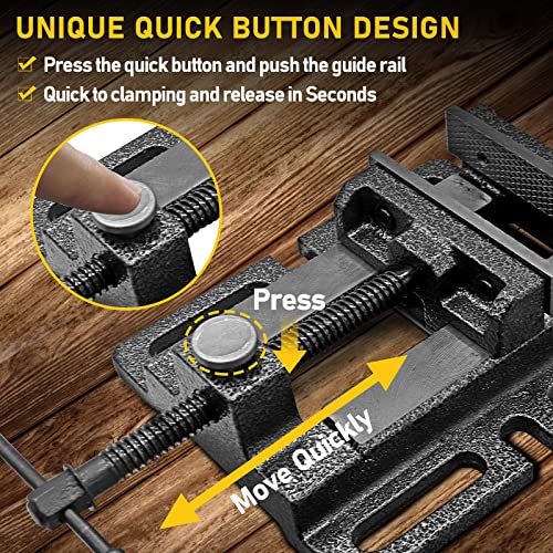 Bench Vise, Quick Release Drill Press Vise 4" Vise, Heavy Duty Cast Iron Industrial Milling Vise,4" Jaw Width, 4.3" Jaw Opening, Vise Clamp for Workbench Benchtop Drill Presses Mill