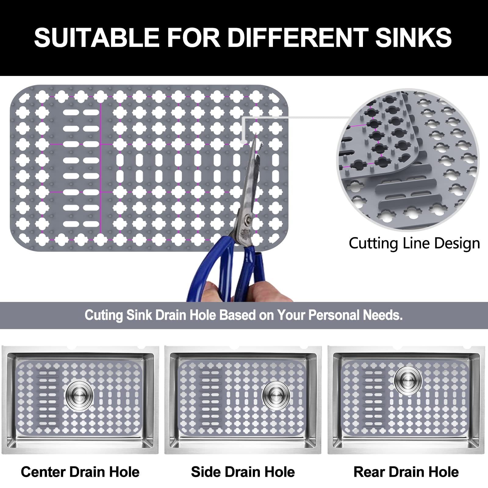 Sink Protectors for Kitchen Sink, 2 Pack Kitchen Sink Mats Cut to Fit for Bottom of Kitchen Sink, 15.7"x11.4" Non-Slip Heat Resistant Sink Grid Accessories for Farmhouse Stainless Steel Porcelain Sink