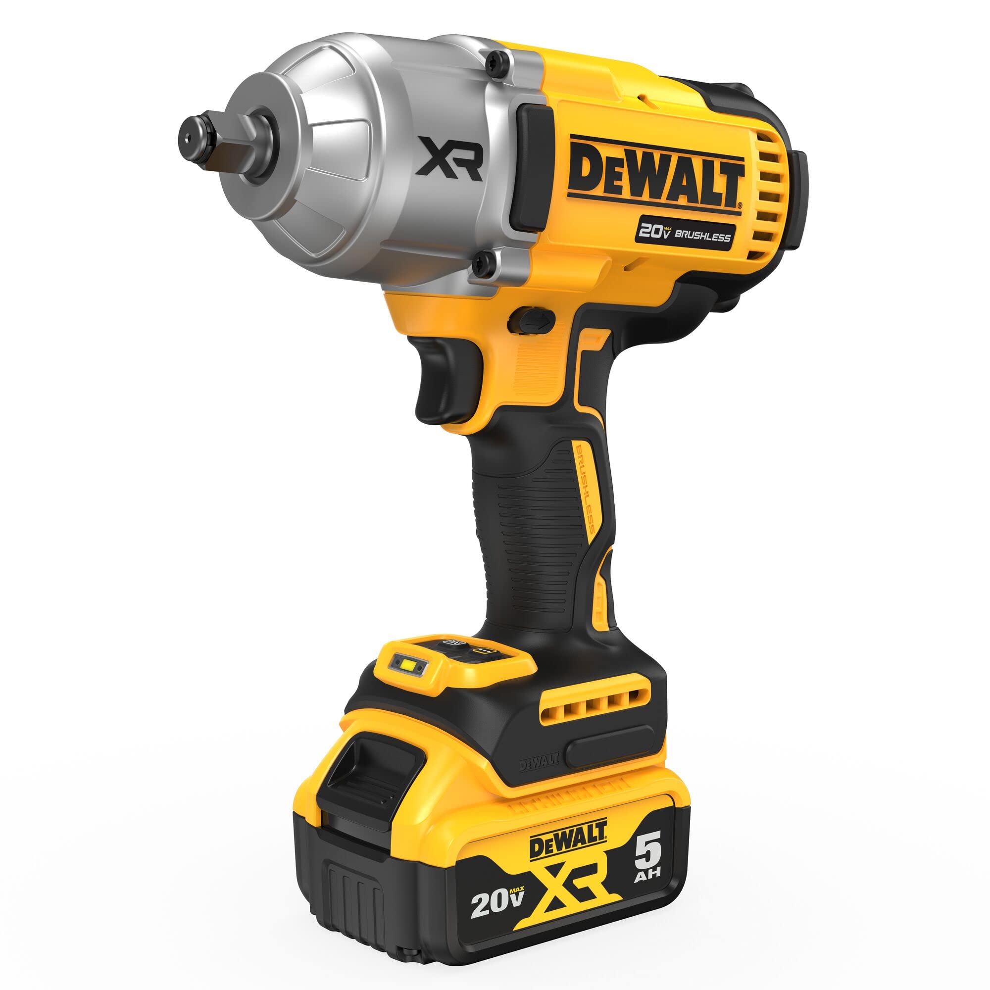 DEWALT 20V MAX Cordless Impact Wrench Kit, 1/2" Hog Ring With 4-Mode Speed, Includes Battery, Charger and Bag (DCF900P1)