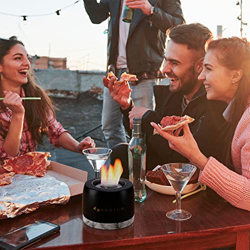 SONYCO Concrete Tabletop Fire Pit, Mini Fire Pit Bowl, Smokeless Indoor Fire Pit, Table top Fireplace for Home Decor, Patio & Outdoor (Black)