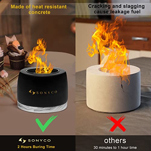 SONYCO Concrete Tabletop Fire Pit, Mini Fire Pit Bowl, Smokeless Indoor Fire Pit, Table top Fireplace for Home Decor, Patio & Outdoor (Black)