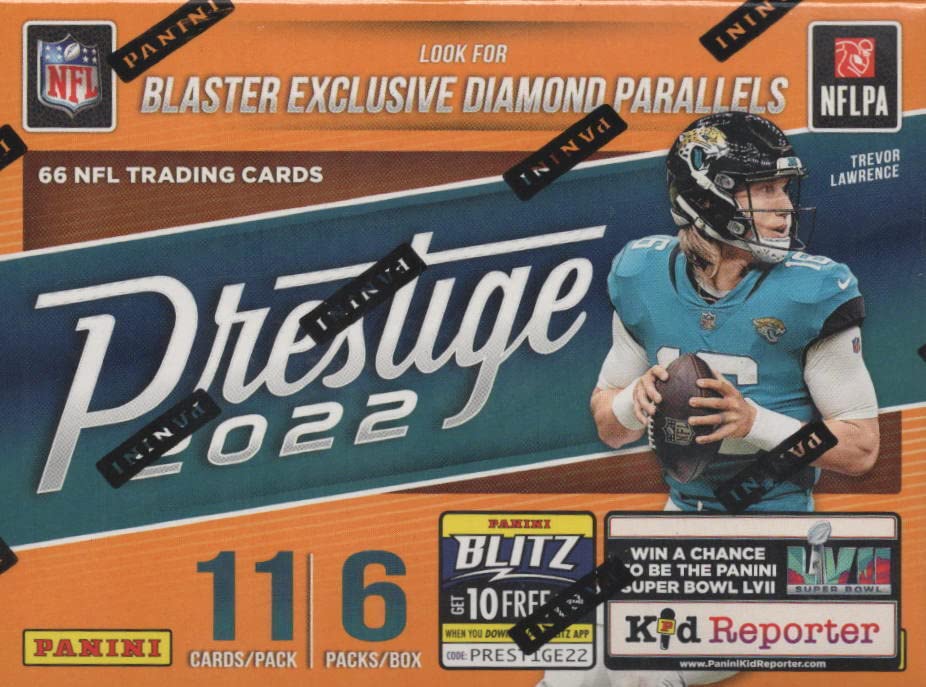 2022 Panini Prestige NFL Football Blaster Box (66 cards/bx) Look for Blaster Exclusive Diamond Parallel and Rookie Cards and Autos Superior Sports Investments Exclusive !