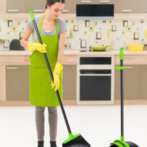 Broom and Dustpan Set, Broom and Dustpan, Broom and Dustpan Set for Home, Upgrade 52" Long Handle Broom with Stand Up Dustpan Combo Set for Office Home Kitchen Lobby Floor Use, Dust pan and Broom Set