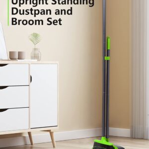 Broom and Dustpan Set, Broom and Dustpan, Broom and Dustpan Set for Home, Upgrade 52" Long Handle Broom with Stand Up Dustpan Combo Set for Office Home Kitchen Lobby Floor Use, Dust pan and Broom Set