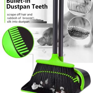 Broom and Dustpan Set, Broom and Dustpan, Broom and Dustpan Set for Home, Upgrade 52" Long Handle Broom with Stand Up Dustpan Combo Set for Office Home Kitchen Lobby Floor Use, Dust pan and Broom Set