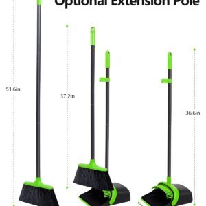 Broom and Dustpan Set, Broom and Dustpan, Broom and Dustpan Set for Home, Upgrade 52" Long Handle Broom with Stand Up Dustpan Combo Set for Office Home Kitchen Lobby Floor Use, Dust pan and Broom Set