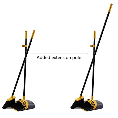 Broom and Dustpan Set, Broom and Dustpan, Broom and Dustpan Set for Home, Stand Up Dustpan Combo Set for Office Home Kitchen Lobby Floor Use (Yellow)