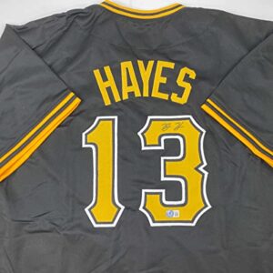 Autographed/Signed Ke'Bryan Hayes Pittsburgh Black Baseball Jersey Beckett BAS COA