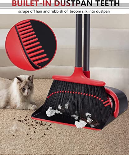 Broom and Dustpan Set, Broom and Dustpan, Broom and Dustpan Set for Home, Upgrade 52" Long Handle Broom with Stand Up Dustpan Combo Set for Office Home Kitchen Lobby Floor Use, Dust pan and Broom Set