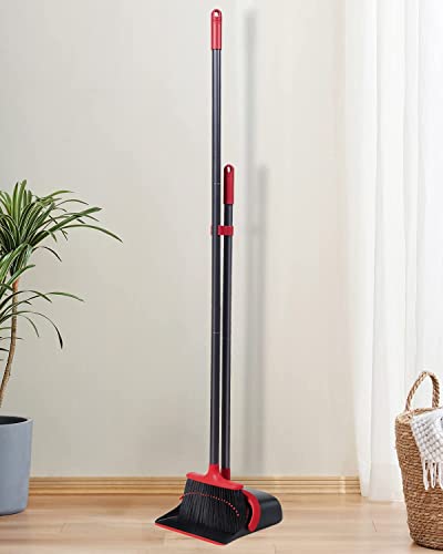 Broom and Dustpan Set, Broom and Dustpan, Broom and Dustpan Set for Home, Upgrade 52" Long Handle Broom with Stand Up Dustpan Combo Set for Office Home Kitchen Lobby Floor Use, Dust pan and Broom Set