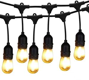 frixchur 49 ft black outdoor string lights waterproof connectable hanging lights for backyard porch deck garden e26 socket base patio lights (light bulb not included)