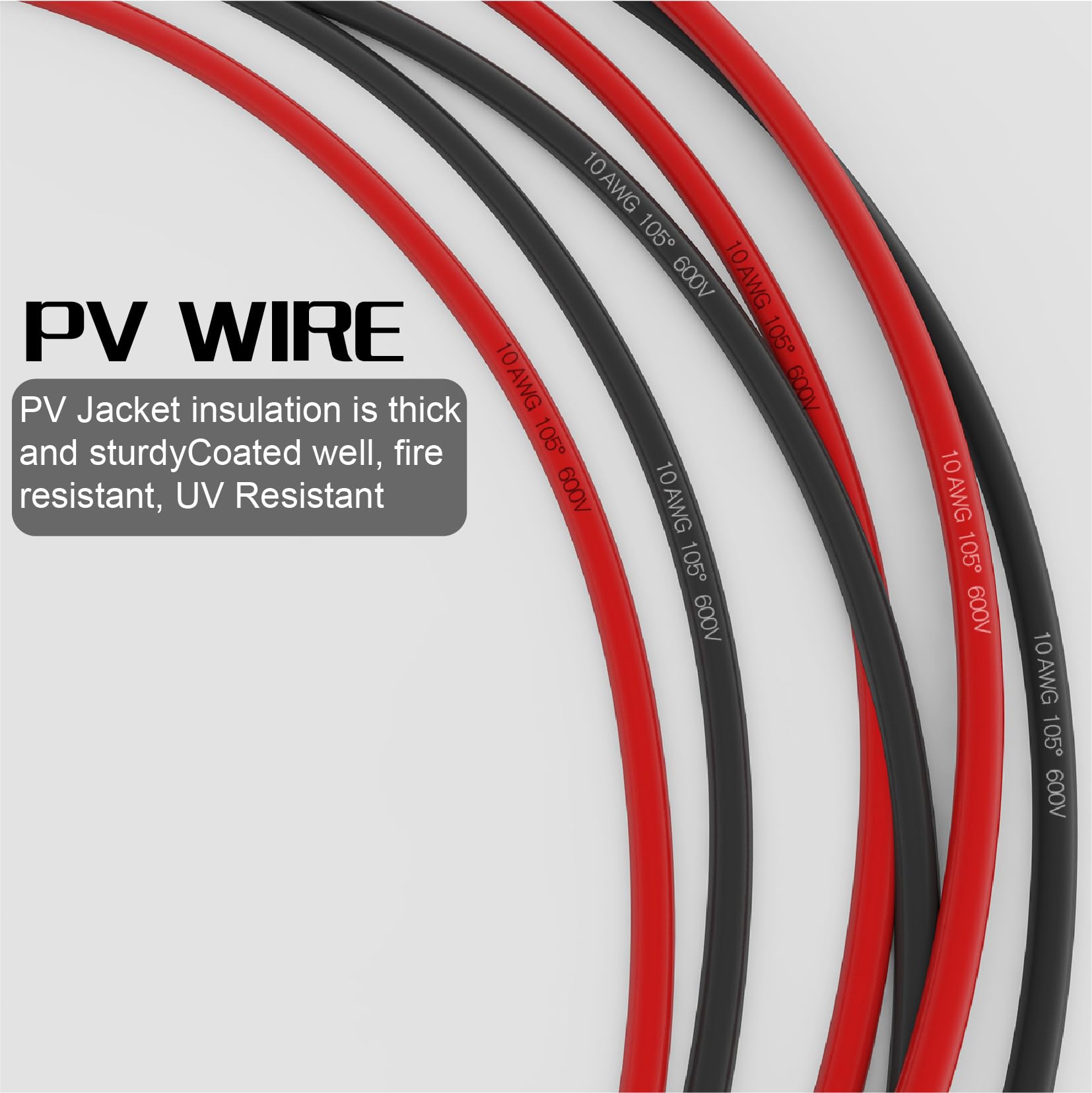 Taigoehua (11FT 10AWG) 10 Gauge Wire Tinned Copper Tray Cable - Connect Charge Controller and Battery