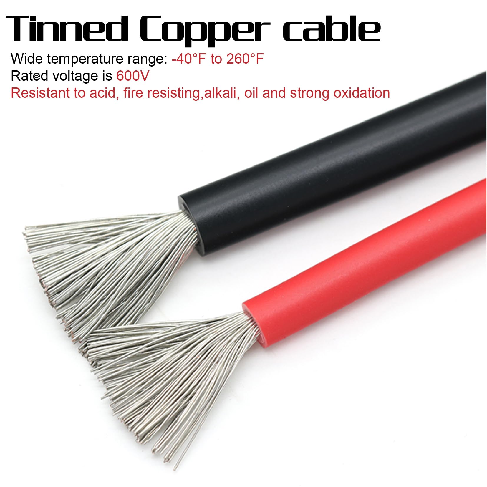 Taigoehua (11FT 10AWG) 10 Gauge Wire Tinned Copper Tray Cable - Connect Charge Controller and Battery