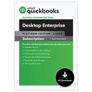 quickbooks desktop enterprise platinum 2023 | 3 user | accounting software for business [pc download]