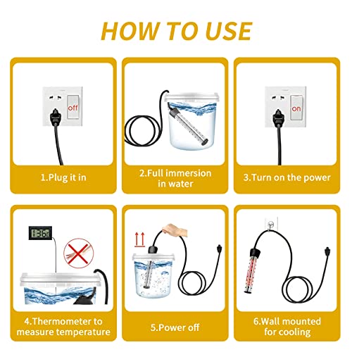 2000W Immersion Water Heater,LISTENJIALE Submersible Water Heater with 304 SS Guard,Bucket Heater with LCD Thermometer Heat 5 Gallons of Water in Minutes,Immersion Water Heater for Bathtub