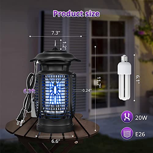 POWIFY Bug Zapper Outdoor, Electric Mosquito Zapper with 6.3ft Power Cord, 4300V High Powered Fly Traps, Insect Fly Zapper, Mosquito Killer for Home Backyard Garden Patio