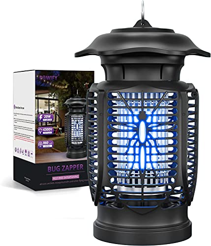 POWIFY Bug Zapper Outdoor, Electric Mosquito Zapper with 6.3ft Power Cord, 4300V High Powered Fly Traps, Insect Fly Zapper, Mosquito Killer for Home Backyard Garden Patio