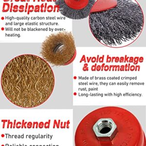 SHITIME 4 Inch Wire Wheel Cup Brush Set, Coarse Twisted Knotted Wire Wheel for Angle Grinder, 5/8 Inch-11 Threaded Arbor, 0.020" Carbon Steel Wire Brush for Grinder, Deep Sanding Heavy Rust, Paint