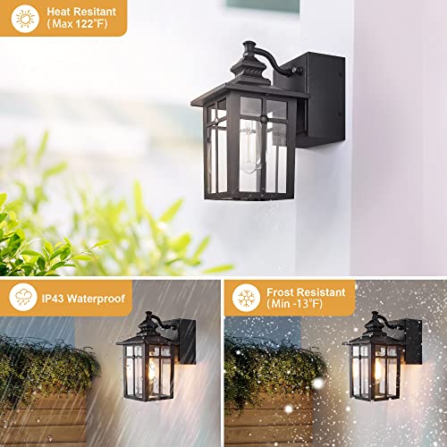 SIEPUNK Porch Light with Outlet, Dusk to Dawn Outdoor Light with GFCI Outlet, Anti-Rust Outdoor Wall Lantern Exterior Light Fixture, Outside Lights for House Front Door Patio Garage, Bulb Included