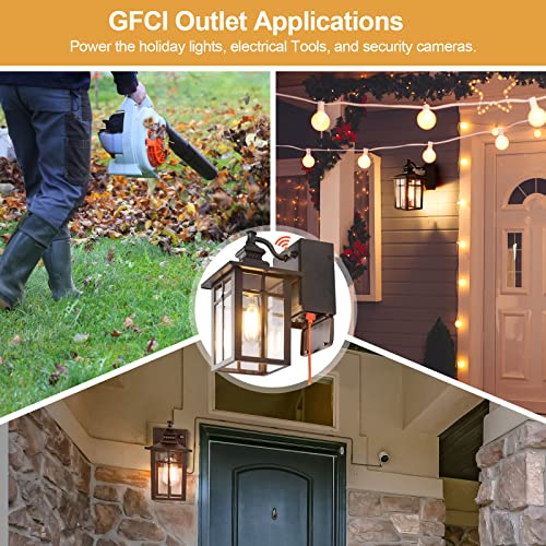 SIEPUNK Porch Light with Outlet, Dusk to Dawn Outdoor Light with GFCI Outlet, Anti-Rust Outdoor Wall Lantern Exterior Light Fixture, Outside Lights for House Front Door Patio Garage, Bulb Included