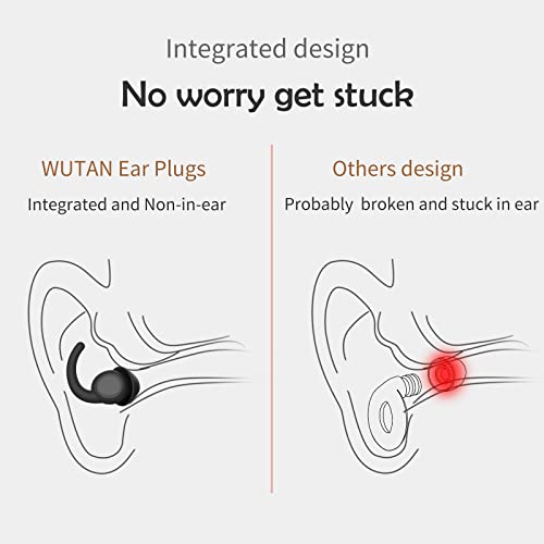 WUTAN Ear Plugs for Sleeping Noise Cancelling 14-38dB, Comfortable Soft Reusable Silicone Ear Plugs Noise Reduction Earplugs for Sleep Snoring Concert Work Travel (black2)