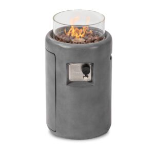 sunbury outdoor small propane fire pit, gas fire pit for outside patio, propane fire pit table column 40,000 btu (dark gray)