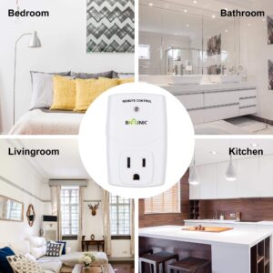 BN-LINK Mini Wireless Remote Control Outlet Switch Power Plug in,6.6FT Extension Cord Flat Plug, White Surge Protector Power Strip with 3AC Outlets 4 USB Ports