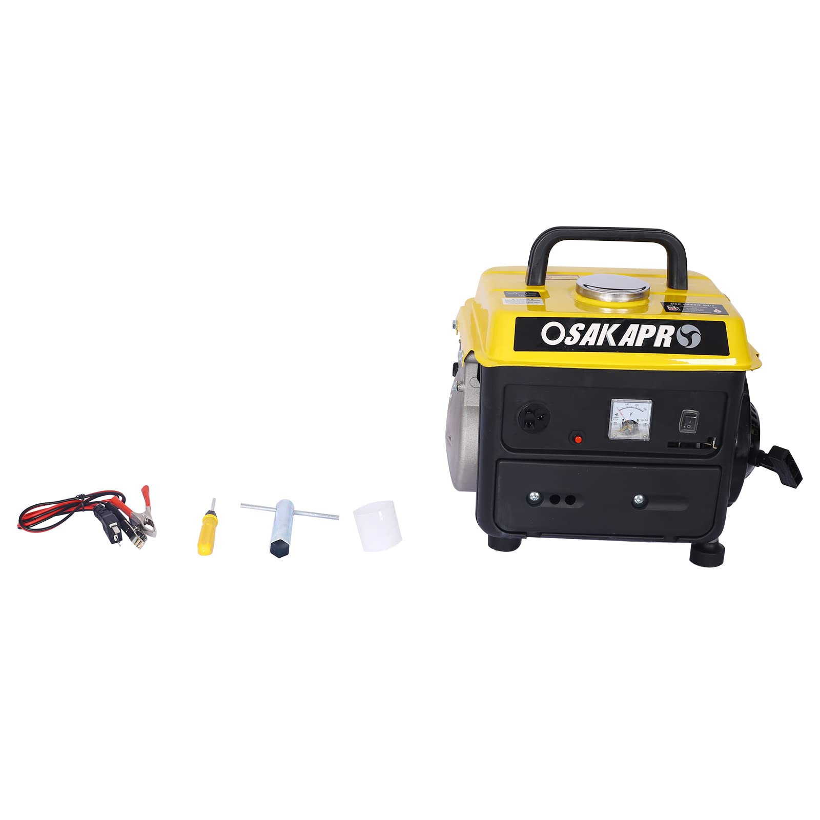 Rophefx Portable Gas Powered Generator 900W Low Noise Outdoor Little Camping Generator for Home Use, Black & Yellow