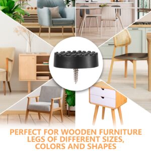 Screw-On Rubber Feet for Furniture - 32PCS Floor Protector for Chair Leg - 0.95" Sturdy Feet for Cutting Board Non Slip - Black Furniture Pad for Hardwood Floor - Durable Furniture Rubber Bumper