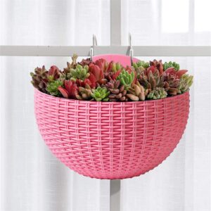 Goodliest Flower Pot Useful Easy to Use Reusable Plastic Wall Planter Pink