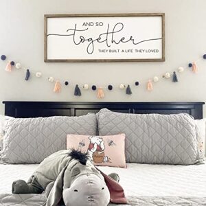 And So Together They Built A Life They Loved Sign - Bedroom Decor - Signs For Above Bed - Family Living Room Signs - Above Bed Signs (20x48 inches)