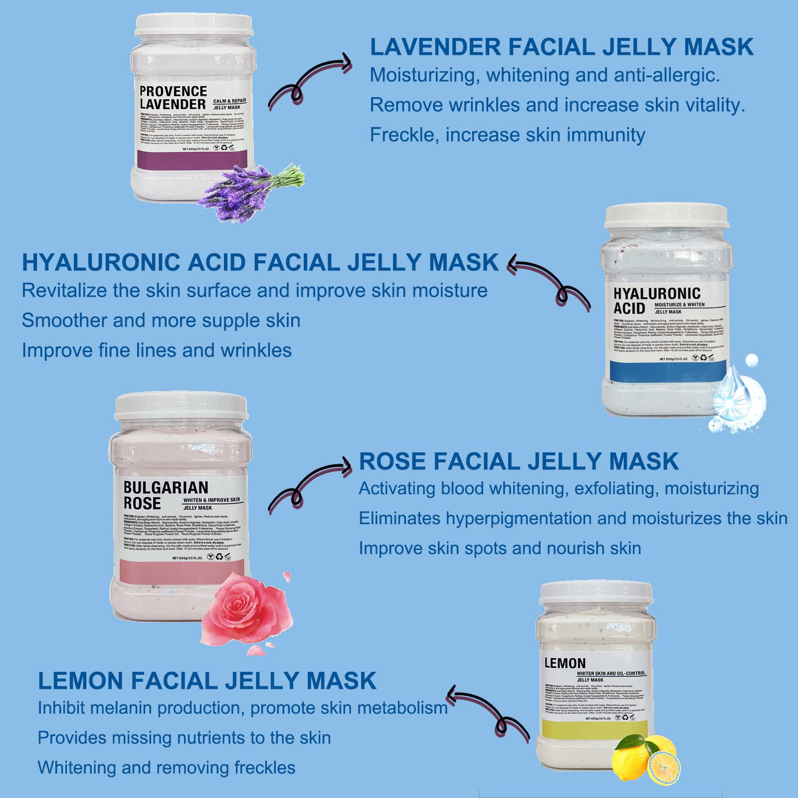 Lancity Jelly Mask Peel Off Face Masks SkinCare, Natural Gel Powder for Facial Mask, Professional hydrojelly Mask, Moisturizing & Hydrating for Wrinkles & Acne 23 Fl Oz