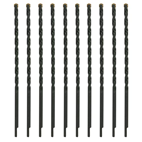 Sabre Tools 5/32 Inch x 5-1/2 Inch Masonry Drill Bit, 10-Pack Concrete Drill Bit, Carbide Tipped for Concrete, Brick, Stone, Half Flat Shank, Impact Performance (5/32" x 5.5", 10)