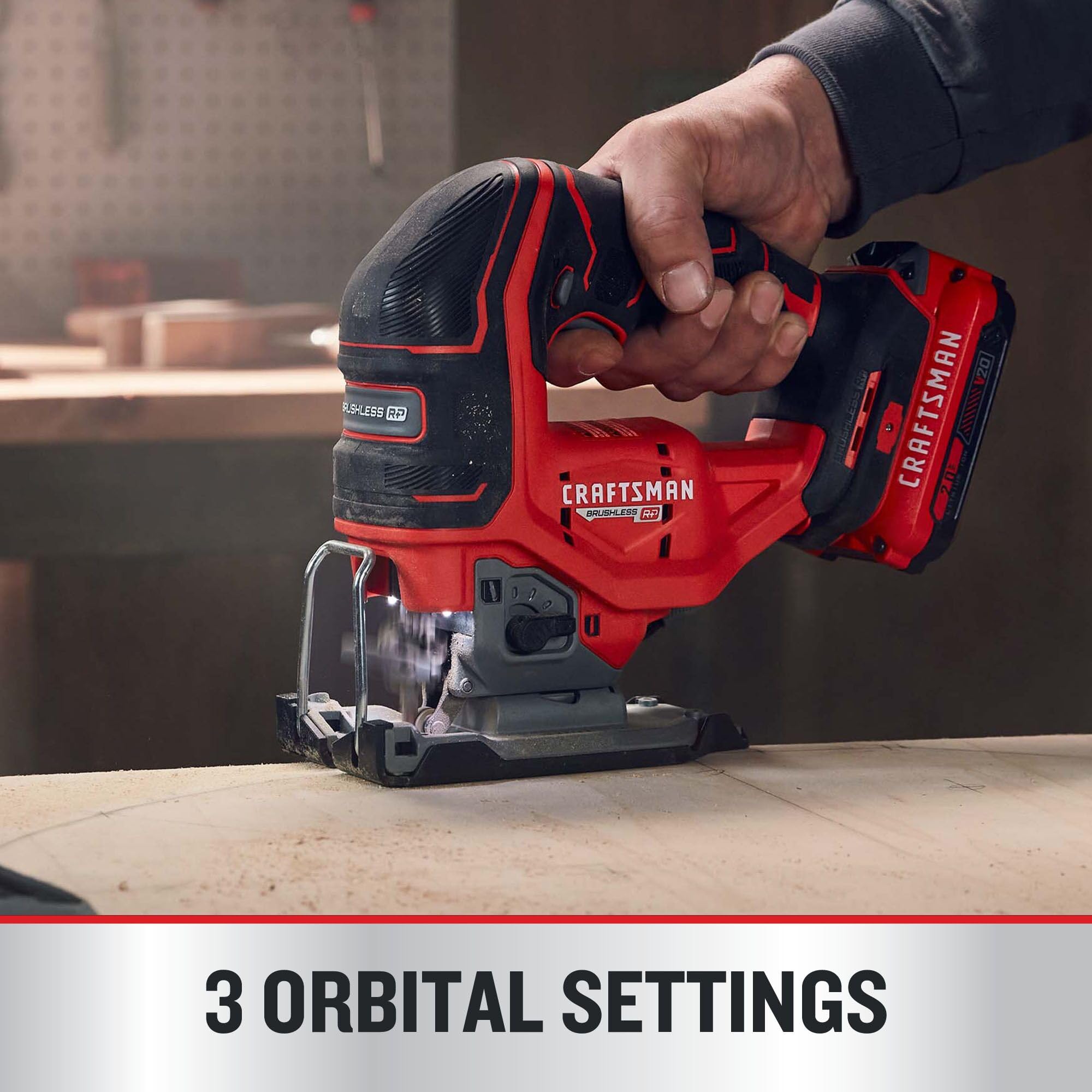 CRAFTSMAN V20 RP Cordless Jig Saw, 3 Orbital Settings, Up to 3,200 SPM, Variable Speed Keyless, Bare Tool Only (CMCS650B)