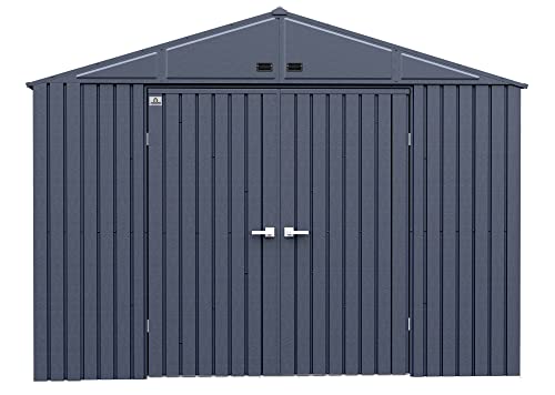 Arrow Shed Elite 10' x 12' Outdoor Lockable Gable Roof Steel Storage Shed Building, Anthracite