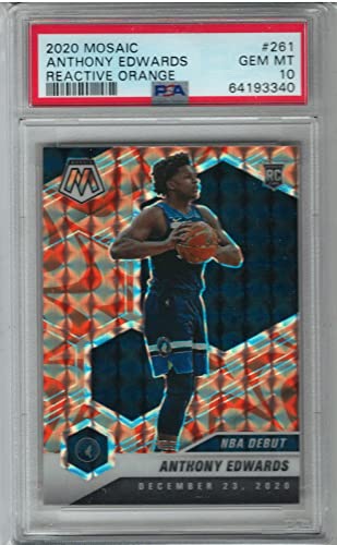 PSA Gem Mint 10 2020 Panini Mosaic Anthony Edwards Orange Reactive Prizm Refractor Rookie Card