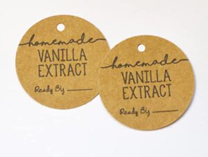 vanilla extract tags, labels, homemade gifts, christmas, favors, bottle tags, ready by date, kraft brown (30 tags)