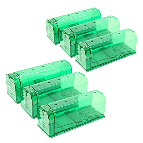 Vihoo Humane Mouse, mice, Rat, Trap, Catch, Release, Live Mouse Trap, House, Garage, Patio, Reusable, Indoor, Outdoor. (6 Pack), Green (HGMT002)